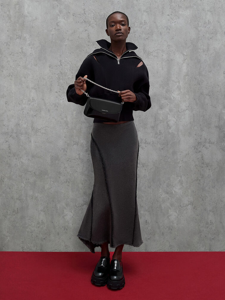 Túi đeo vai chữ nhật Caia Front Flap đen noir - Noir - Giảm giá ...