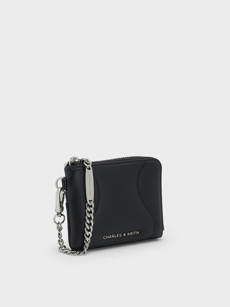 Noir Nelly Wavy-Panel Chain-Strap Wristlet - CHARLES & KEITH VN