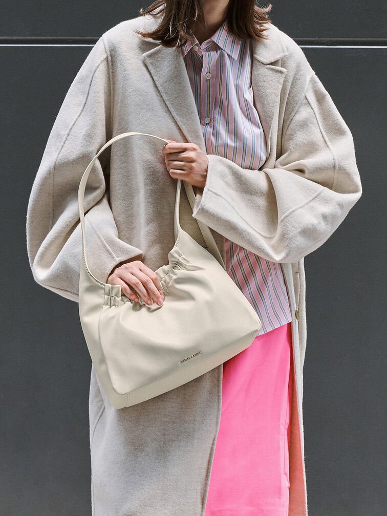 Cream Brigette Ruched Shoulder Bag - CHARLES & KEITH VN