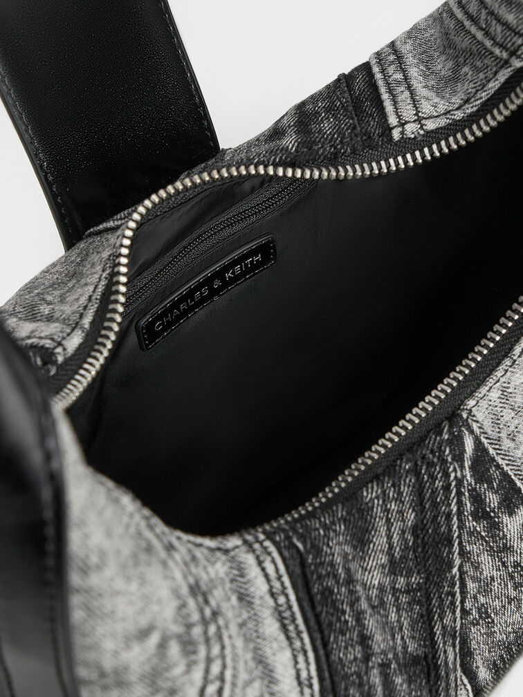 Túi đeo vai hình thang Charlot Patchwork Denim Hobo đen noir - CHARLES ...