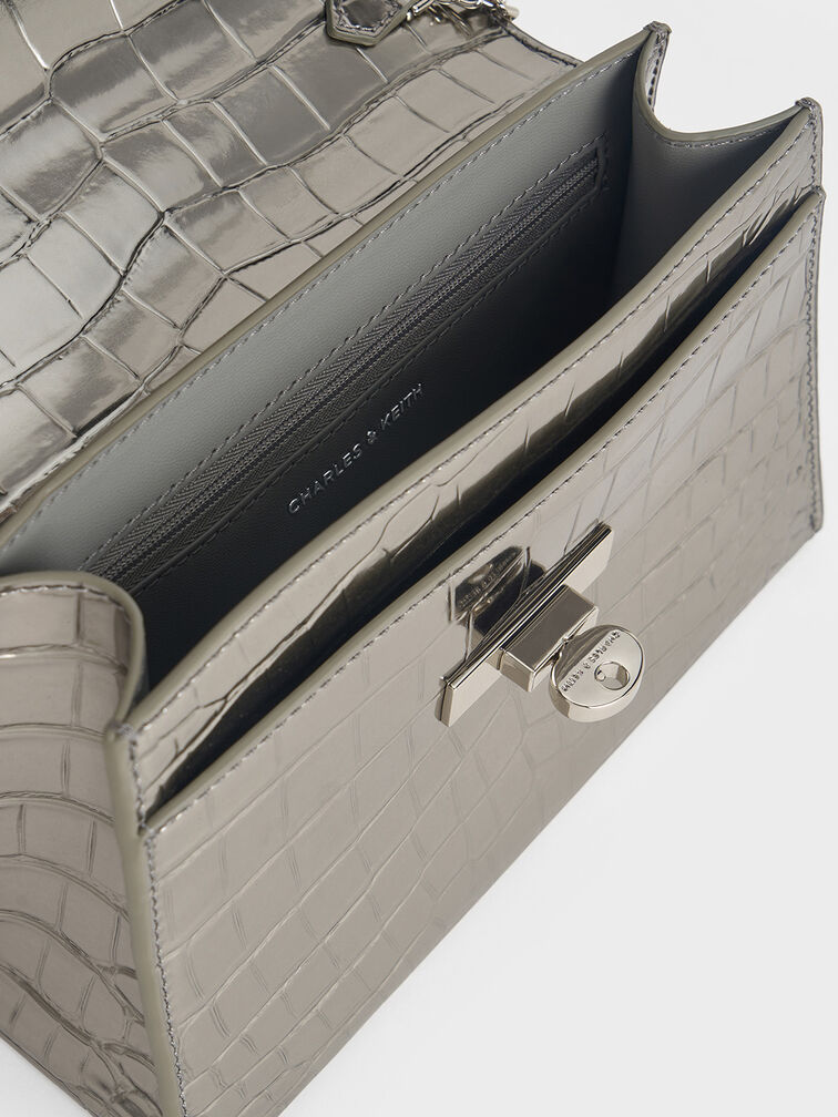 Túi xách hình thang Samantha Metallic Croc-Effect Envelope Chain-Handle ...