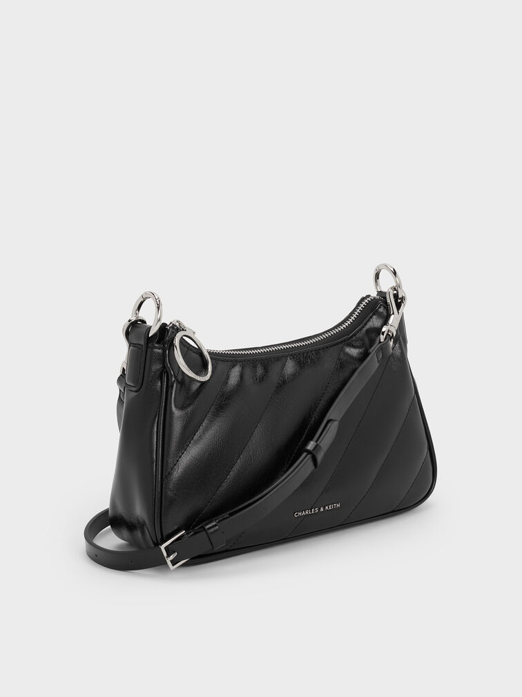 Noir Philomena Crinkle-Effect Chain-Strap Crossbody Bag - CHARLES ...