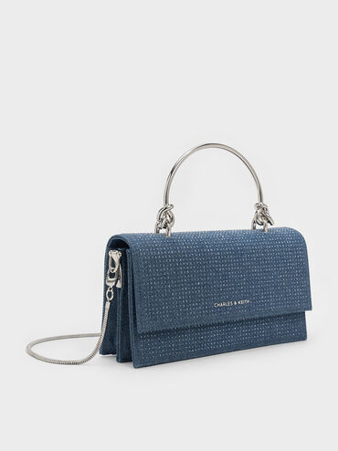 Ví dáng dài chữ nhật Denim Sculptural-Handle xanh denim - CHARLES ...