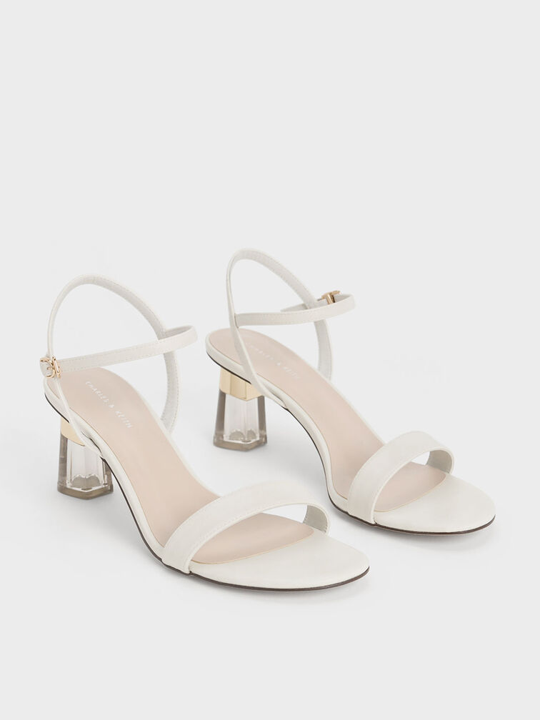 Chalk Clear Trapeze Heel Sandals - CHARLES & KEITH VN