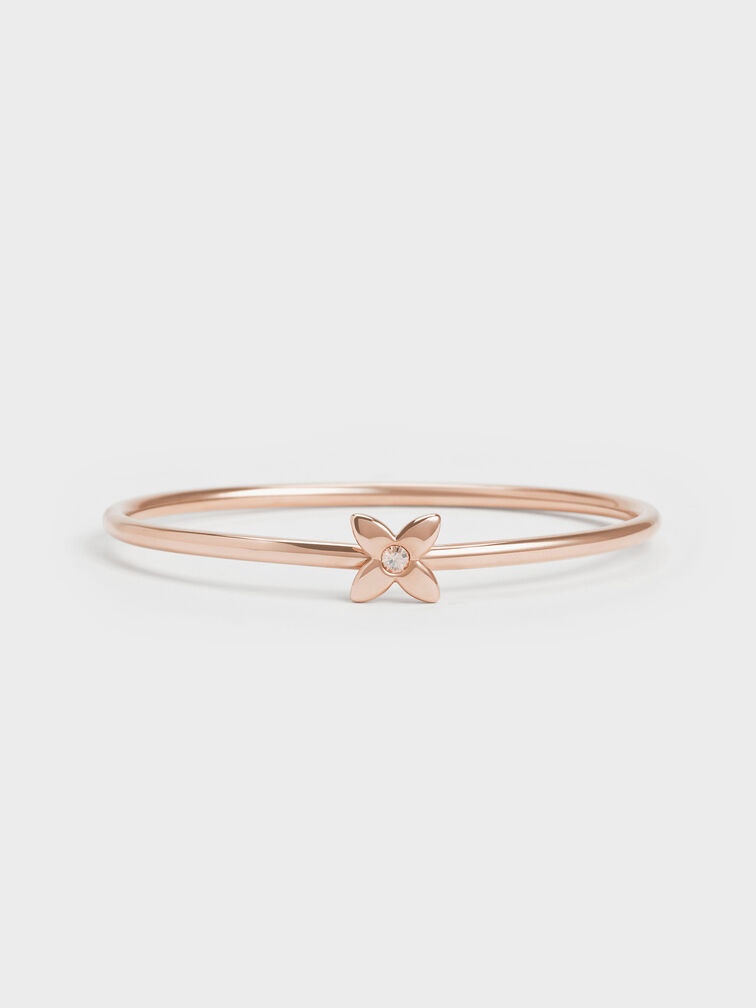 Rose Gold Felicity Flower-Motif Crystal Bangle - CHARLES & KEITH VN