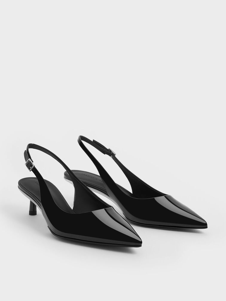 Giày cao gót mũi nhọn Patent Slingback đen bóng (Đen bóng) | Giày ...