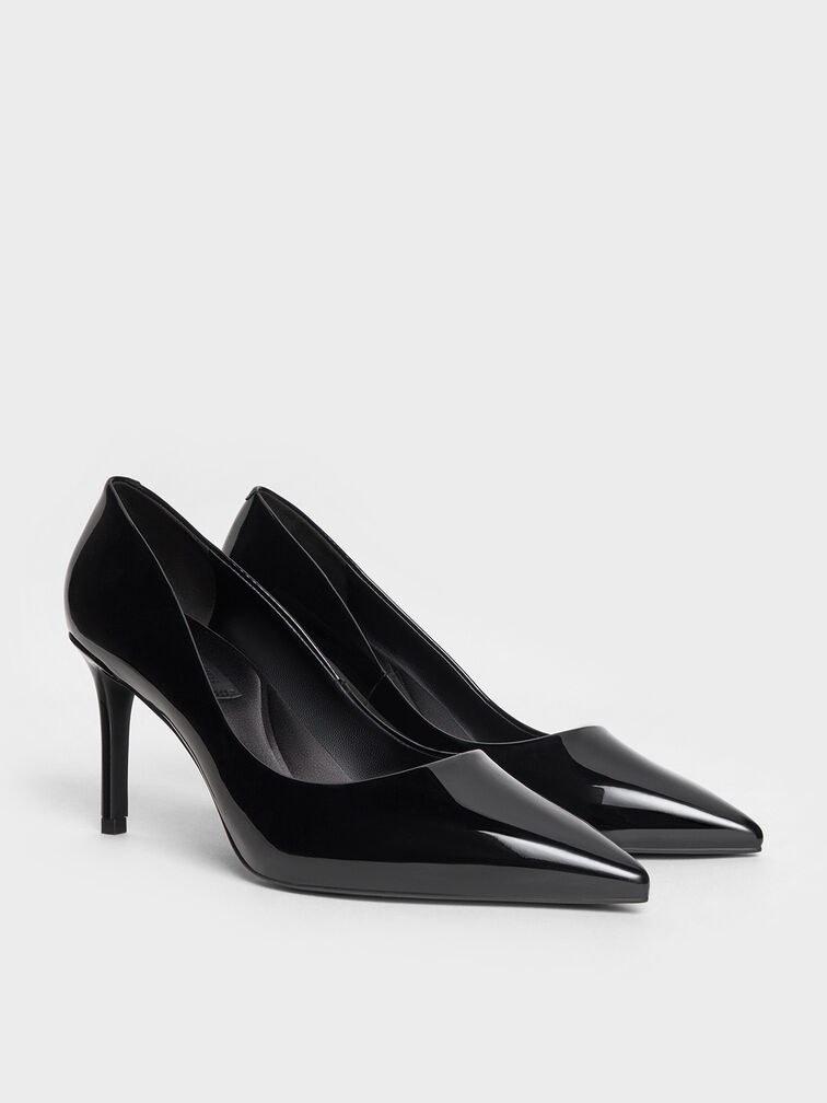 Black Patent Emmy Patent Pointed-Toe Stiletto Pumps - CHARLES & KEITH VN