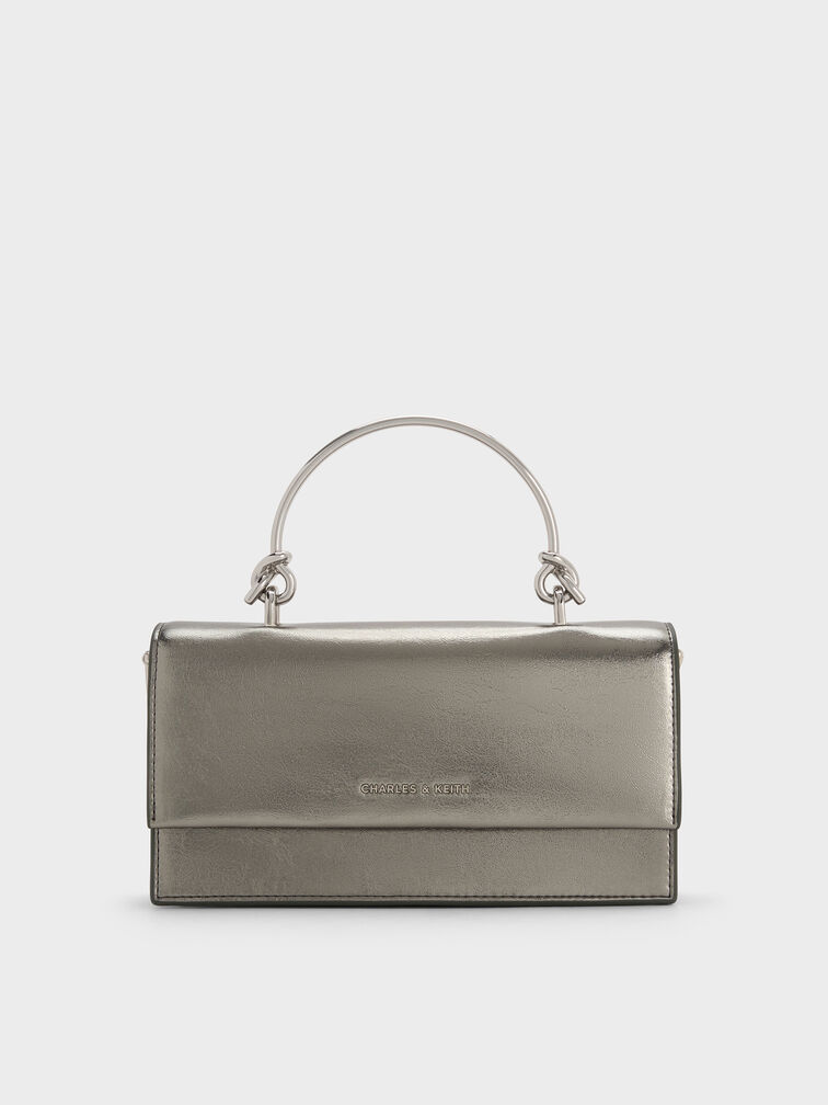 Pewter Kristine Metallic Sculptural-Handle Long Wallet - CHARLES & KEITH VN