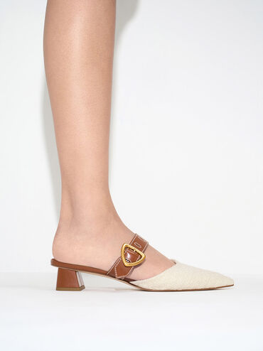 Giày mules cao gót mũi nhọn Sepphe Cut-Out Tweed multi