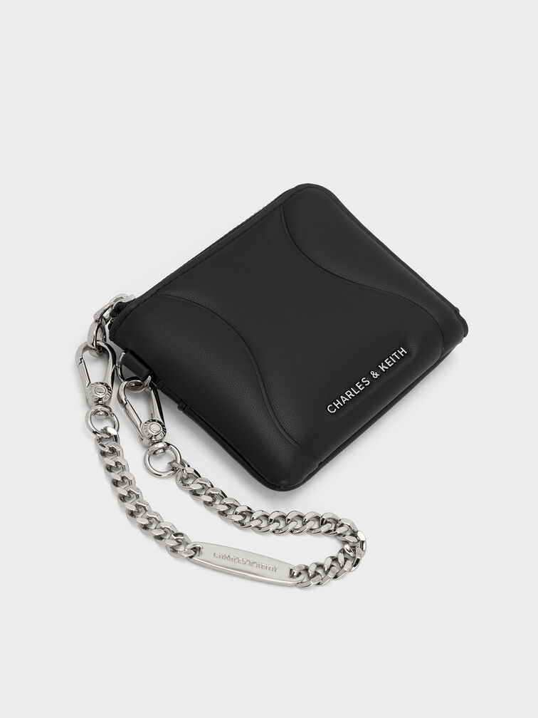 Noir Nelly Wavy-Panel Chain-Strap Wristlet - CHARLES & KEITH VN