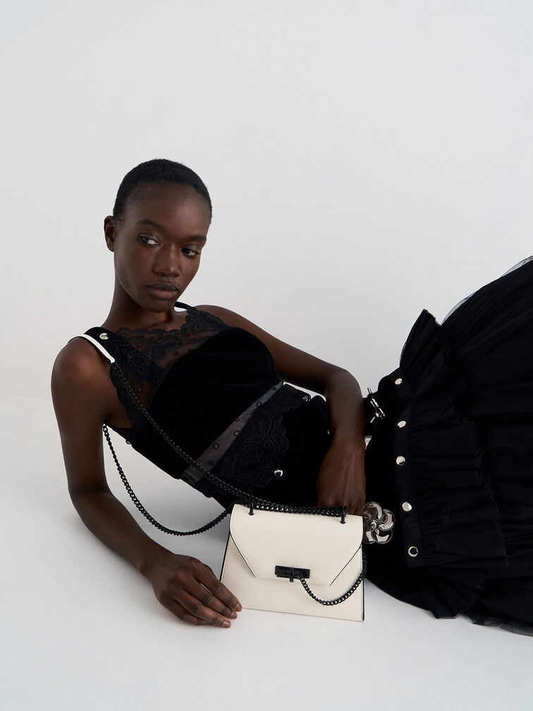 Cream Samantha Envelope Chain-Handle Bag - CHARLES & KEITH VN