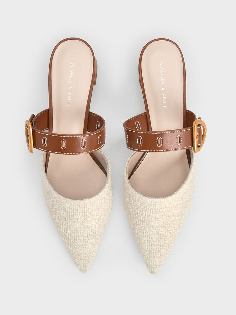 Multicoloured Sepphe Cut-Out Tweed Heeled Mules - CHARLES & KEITH VN