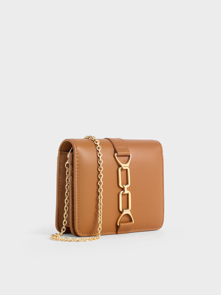 Brown Agatha Chain-Accent Card Holder - CHARLES & KEITH VN