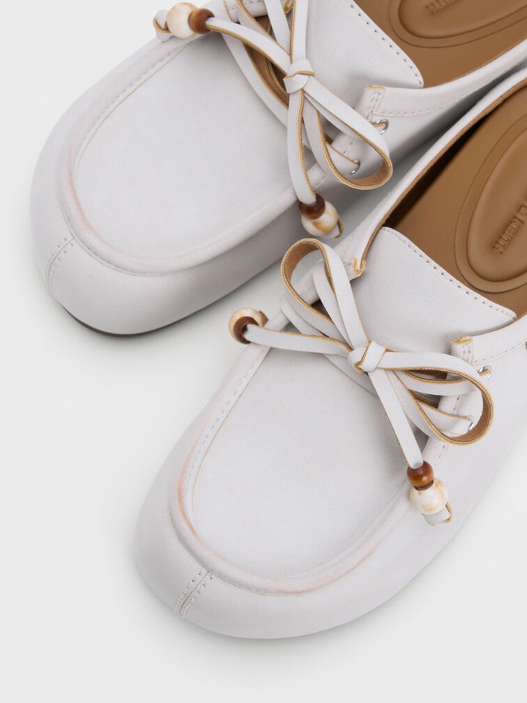 White Gale Beaded-Lace Mules - White - Shoes - CHARLES & KEITH VN