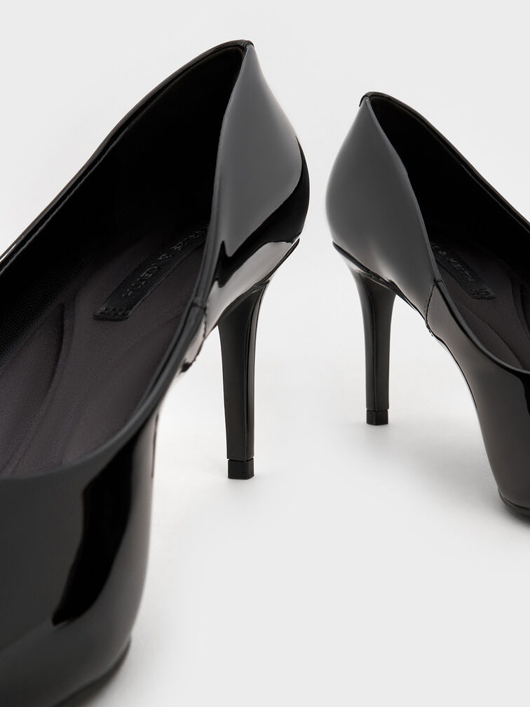Black Patent Emmy Patent Pointed-Toe Stiletto Pumps - CHARLES & KEITH VN