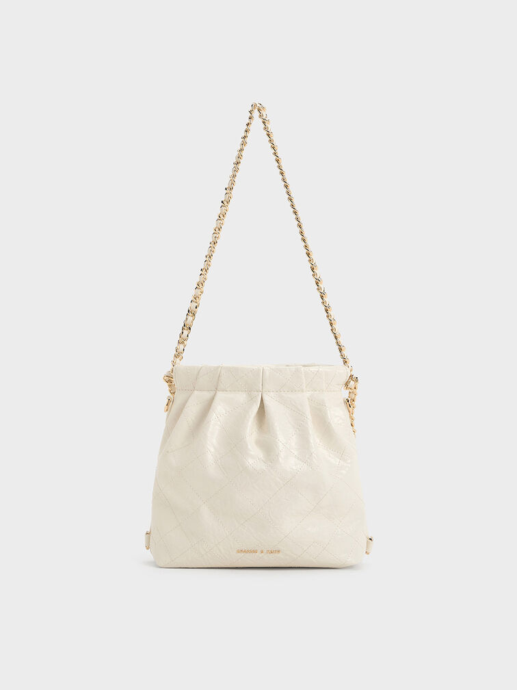 Cream Duo Chain-Handle Two-Way Backpack - CHARLES & KEITH VN