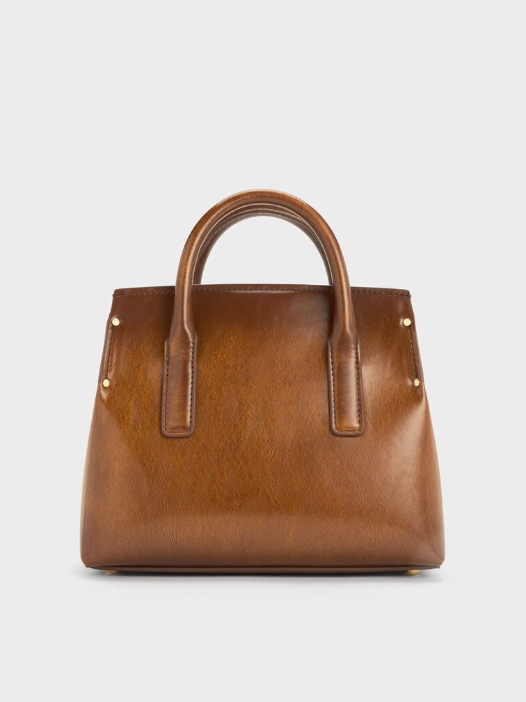Tan Rene Structured Top Handle Bag - Tan - CHARLES & KEITH VN