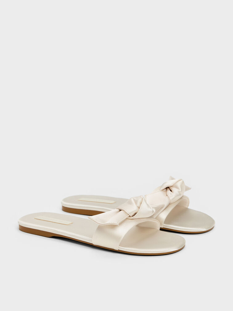 Chalk Anika Knot-Bow Slides - Chalk - Shoes - CHARLES & KEITH VN