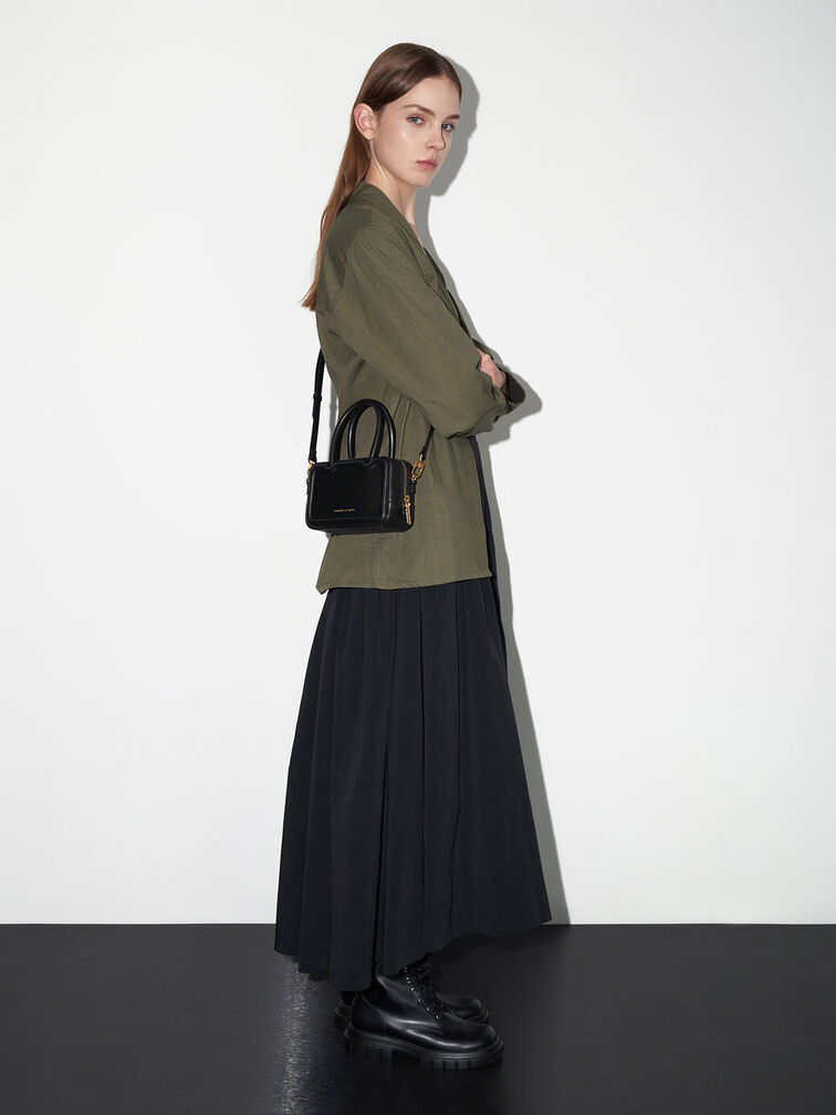 Túi tote phom chữ nhật Perline Elongated đen (Đen) | Túi - CHARLES ...