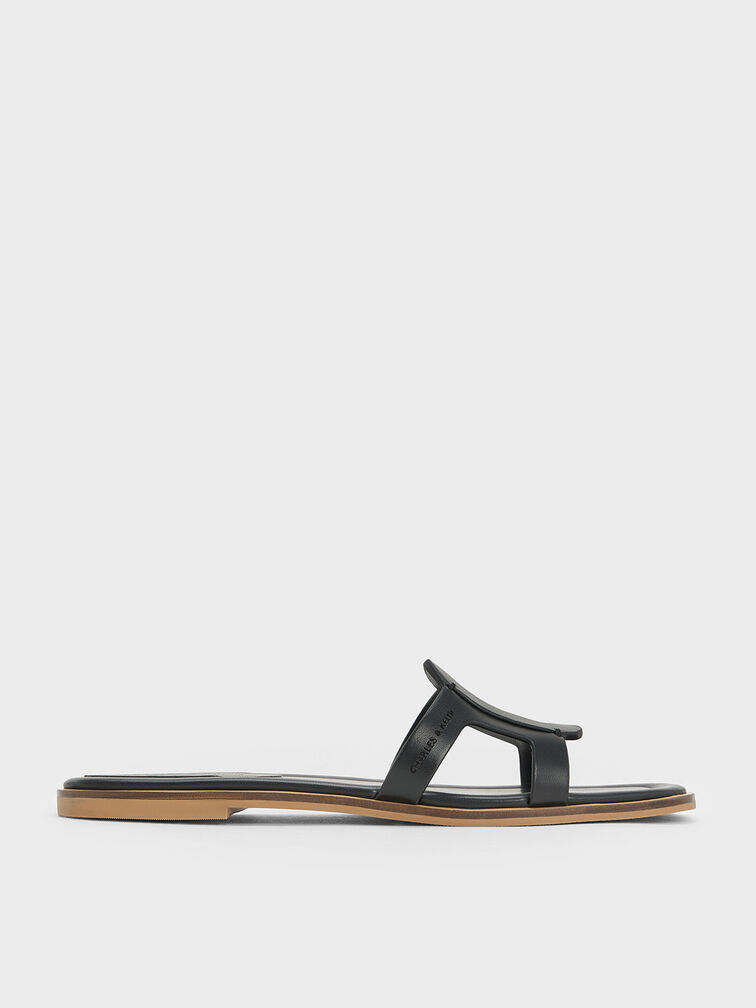 Black Easley Cut-Out Slide Sandals - CHARLES & KEITH VN