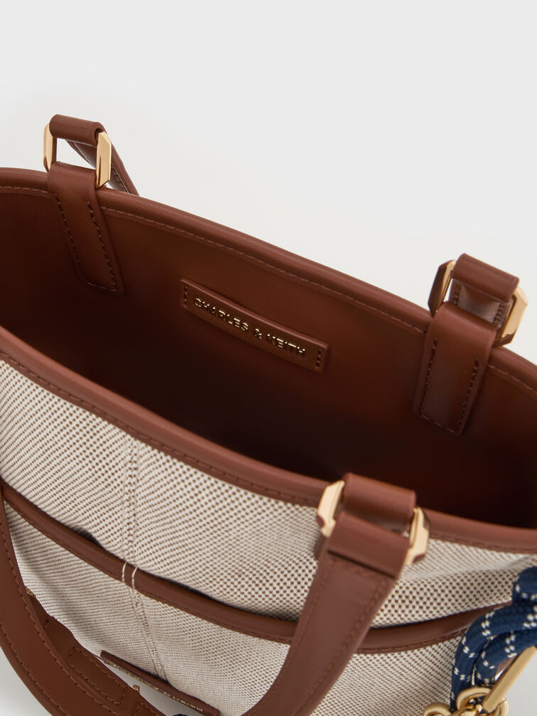 Túi tote Addison Canvas Knotted-Rope Double-Handle nâu xám canvas ...