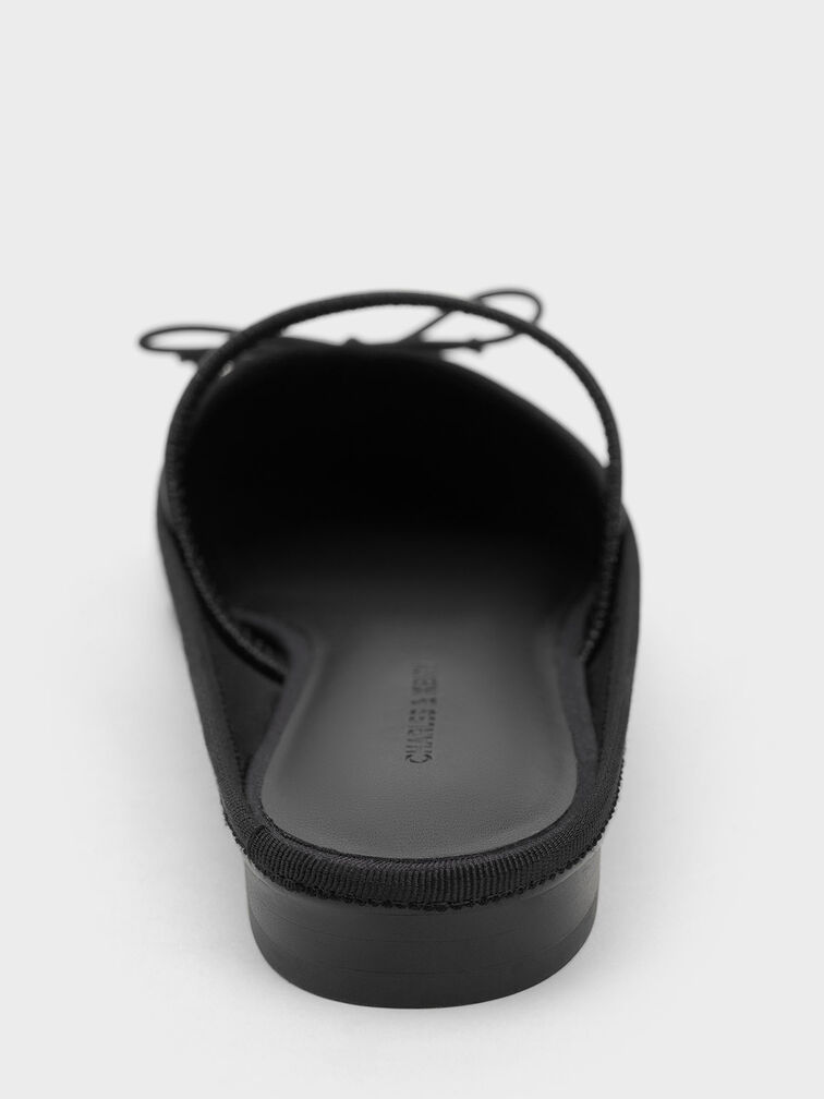 Giày mules mũi tròn Two-Tone Bow đen - Đen - Giảm giá - CHARLES & KEITH VN