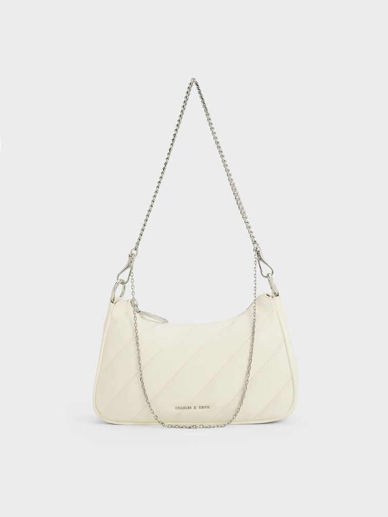 Cream Philomena Puffy Chain-Strap Crossbody Bag - CHARLES & KEITH VN