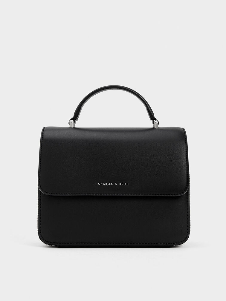 Noir Front Flap Top Handle Bag - CHARLES & KEITH VN