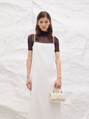 Ví dáng dài chữ nhật Sculptural-Handle kem - CHARLES & KEITH VN