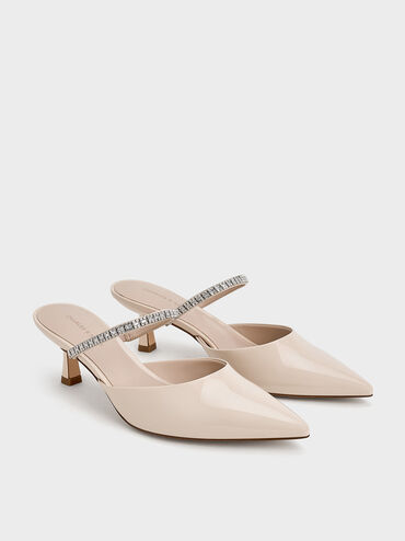 Giày mules cao gót mũi nhọn Ambrosia kem - CHARLES & KEITH VN