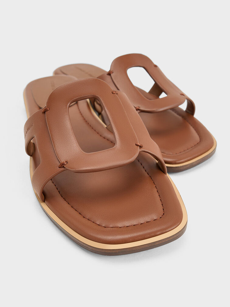 Caramel Easley Cut-Out Slide Sandals - CHARLES & KEITH VN