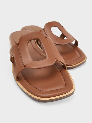 Caramel Easley Cut-Out Slide Sandals - CHARLES & KEITH VN