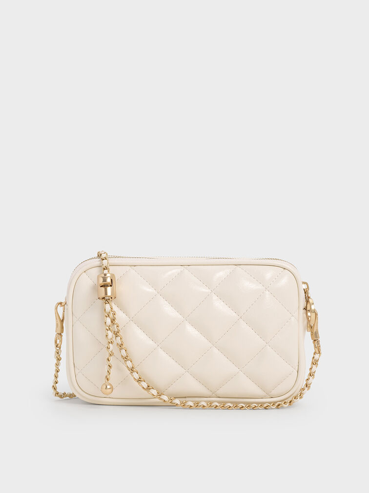 Túi đeo chéo Mini Apfra Quilted kem - CHARLES & KEITH VN