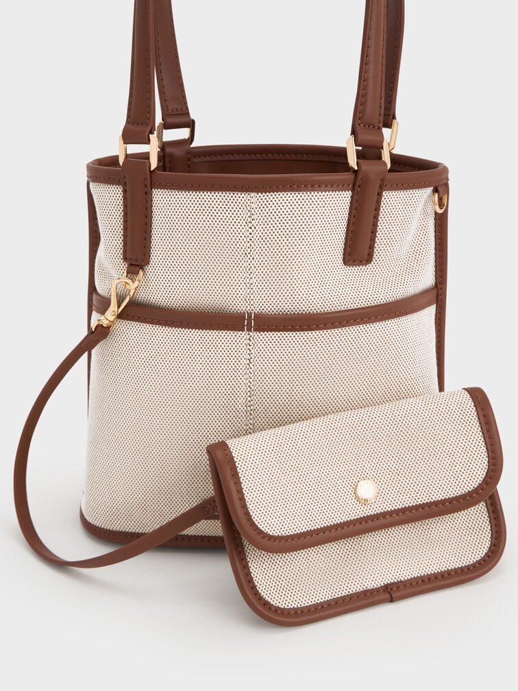 Túi tote Addison Canvas Knotted-Rope Double-Handle nâu xám canvas ...