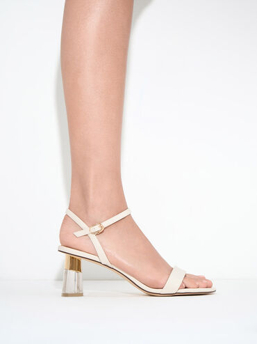 Giày sandals cao gót Clear Trapeze chalk (Phấn) | Giày - CHARLES & KEITH VN