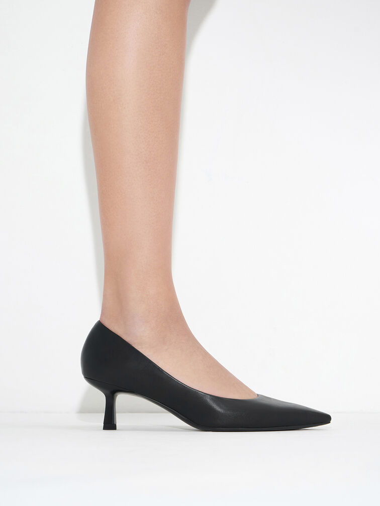 Black Emmy Pointed Kitten Heel Pumps - Black - CHARLES & KEITH VN