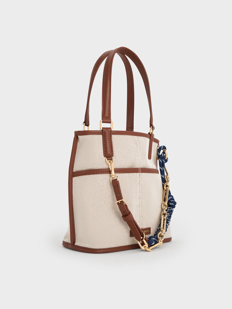 Túi tote Addison Canvas Knotted-Rope Double-Handle nâu xám canvas ...