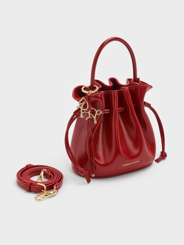 Tomato Red Sammie Horse-Motif Drawstring Bucket Bag - Tomato Red ...