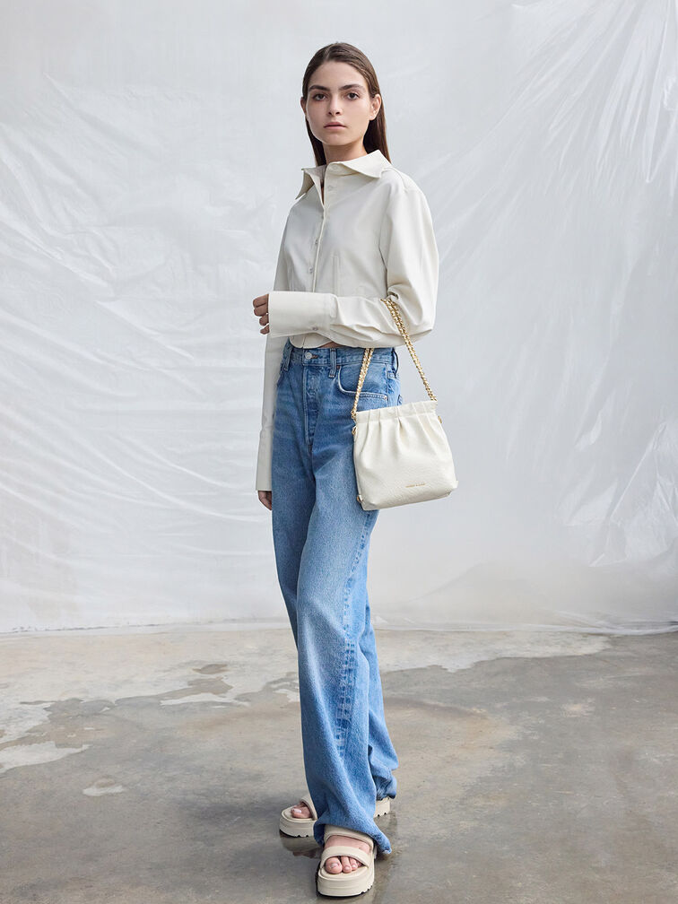 Cream Duo Chain-Handle Two-Way Backpack - CHARLES & KEITH VN