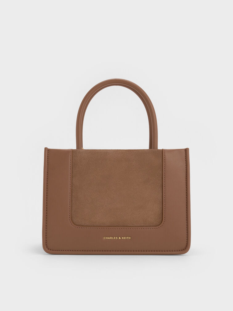 Mocha Brown Mini Daylla Recycled Suede Tote Bag - CHARLES & KEITH VN