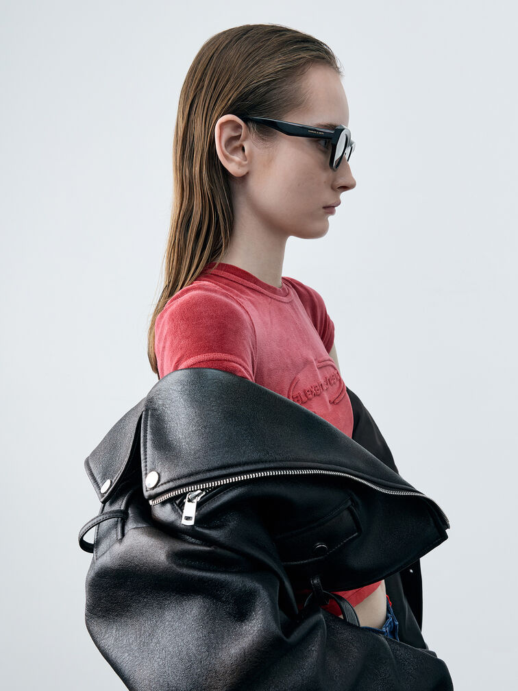 Black Onyx Recycled Acetate Cat-Eye Sunglasses - CHARLES & KEITH VN