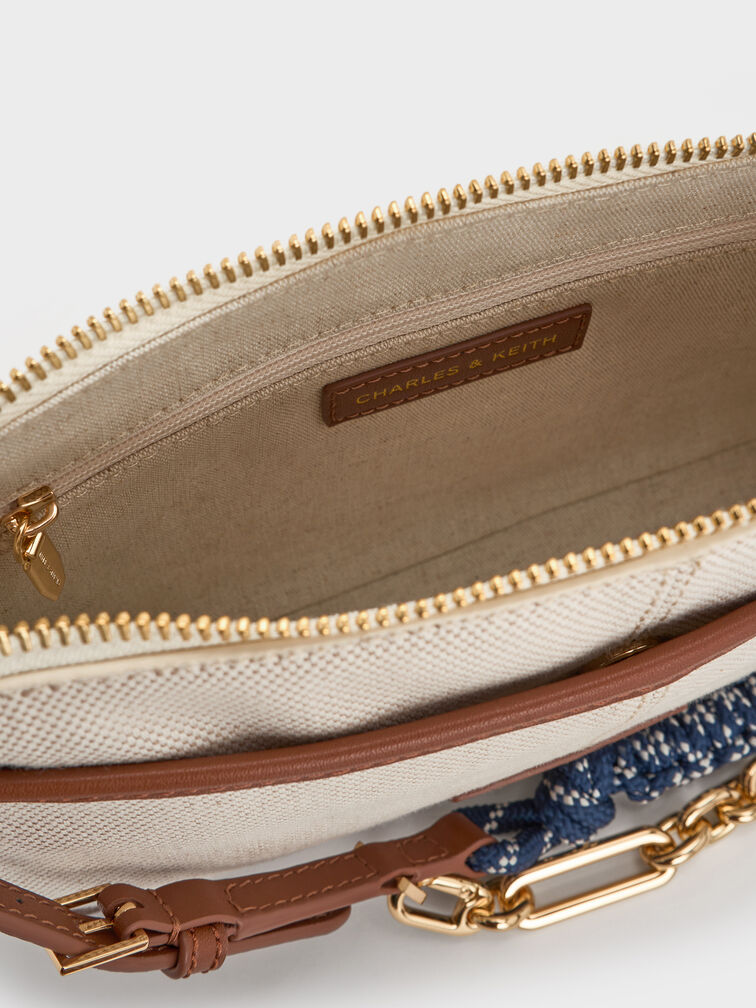 Túi đeo vai Addison Canvas Knotted-Rope nâu xám canvas - Taupe Canvas ...