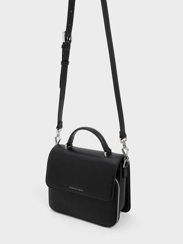 Túi xách chữ nhật nắp gập Front Flap noir - CHARLES & KEITH VN