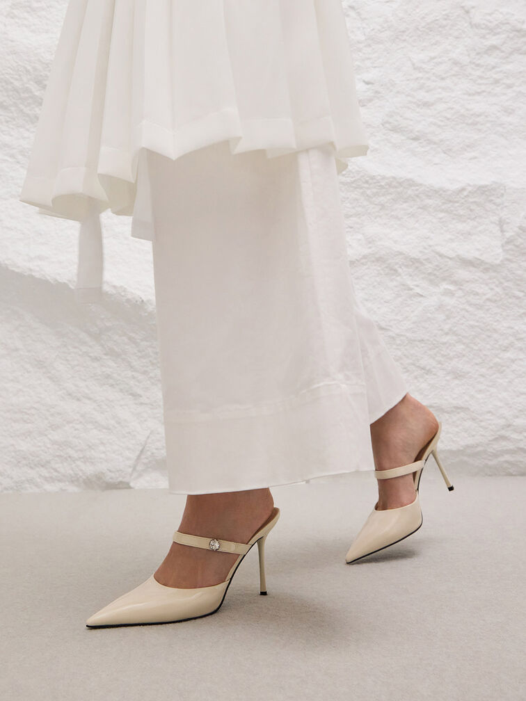 Giày mules cao gót Metallic Crystal-Accent Stiletto-Heel phấn - Phấn ...