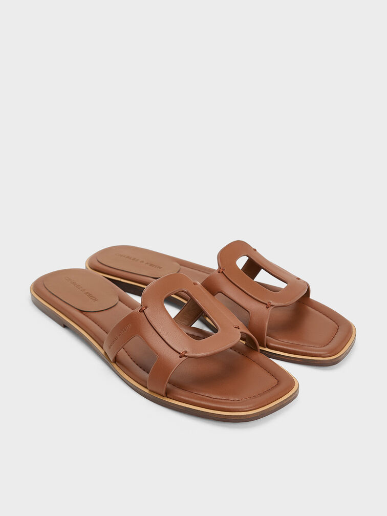 Caramel Easley Cut-Out Slide Sandals - CHARLES & KEITH VN