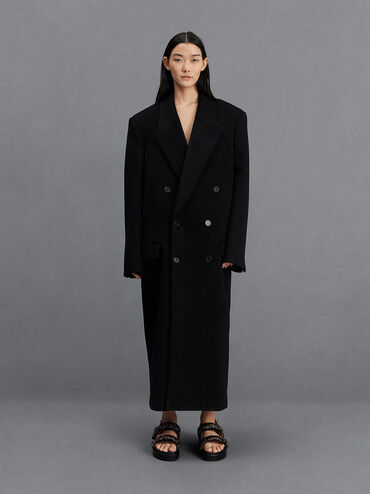 Giày sandals đế bệt Ruched-Strap đen - CHARLES & KEITH VN