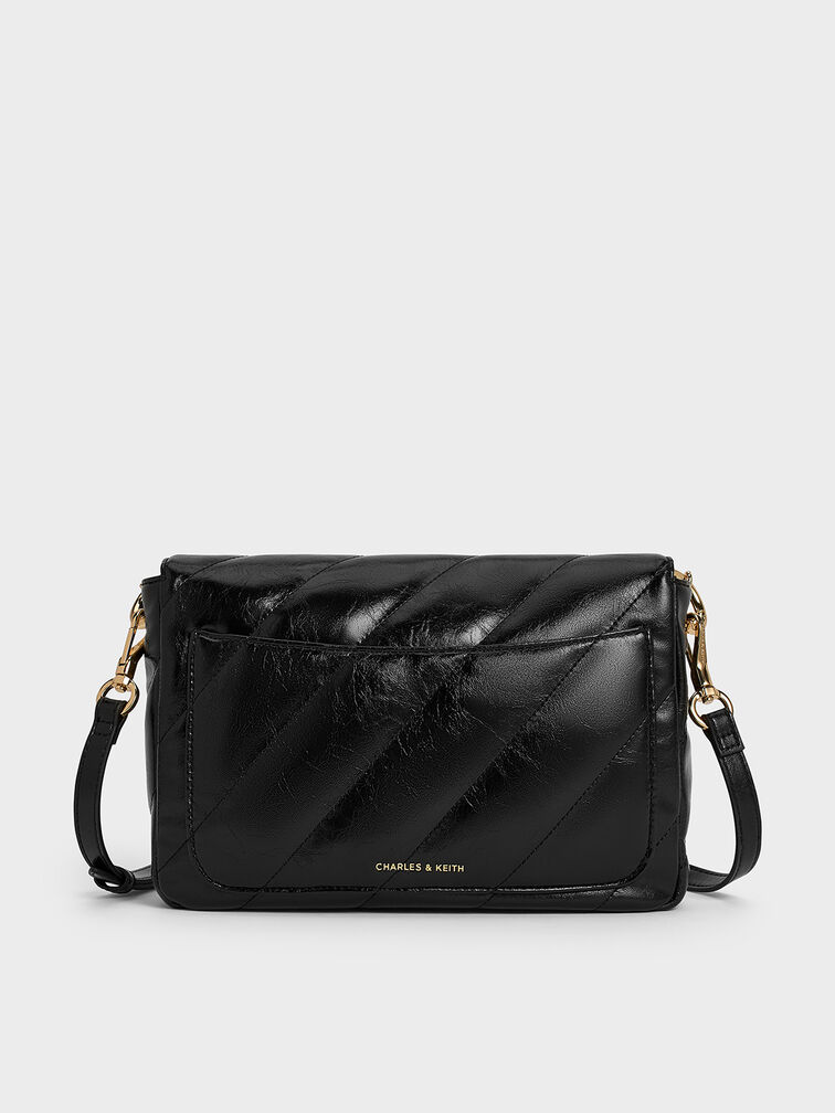 Túi xách Fawn Panelled Front Flap Chain-Handle đen - Đen - CHARLES ...