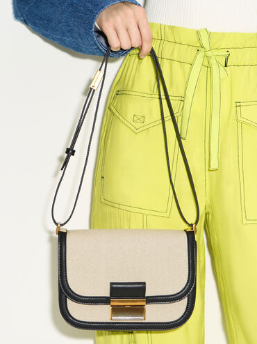 Túi đeo chéo Charlot Canvas black (Đen) | Túi - CHARLES & KEITH VN