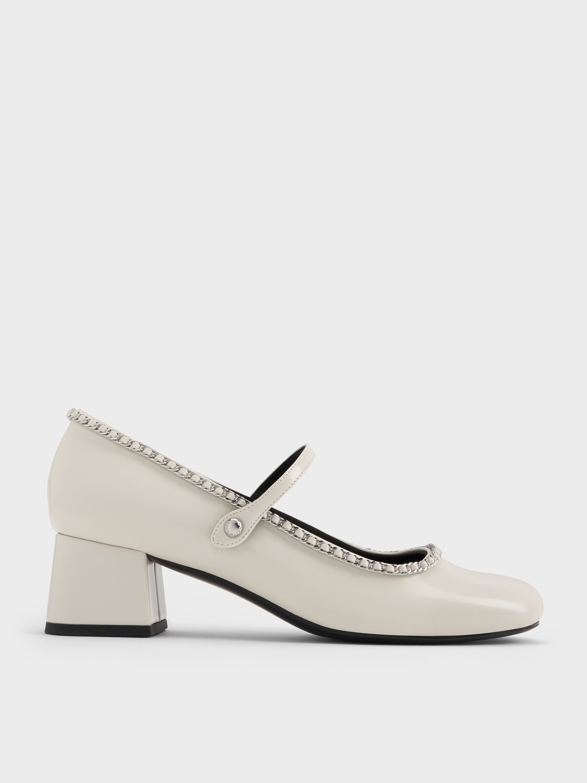Giày búp bê đế cao Tweed Braided-Chain - Phấn - CHARLES & KEITH VN
