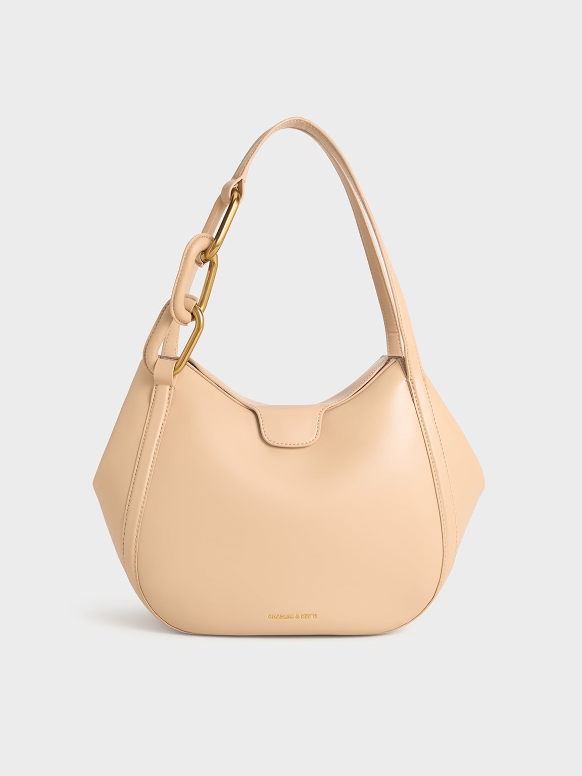 Kora Metallic-Accent Tote Bag - Beige - CHARLES & KEITH VN
